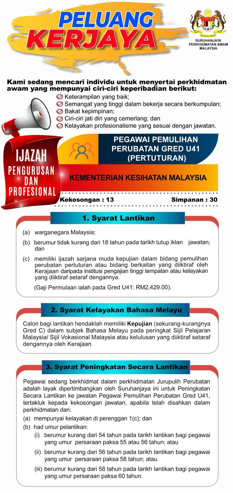 Pegawai Pemulihan Perubatan U41 (Pertuturan) KKM 2022